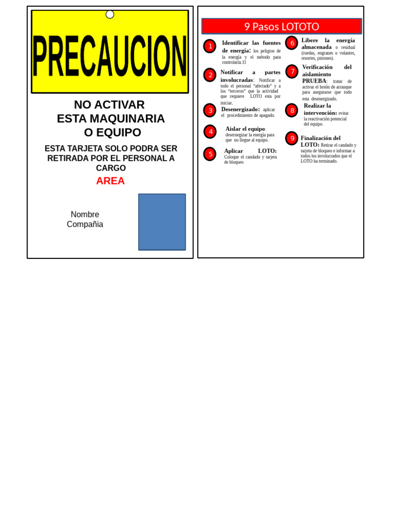 9 Pasos para el Procedimiento LOTOTO | PDF
