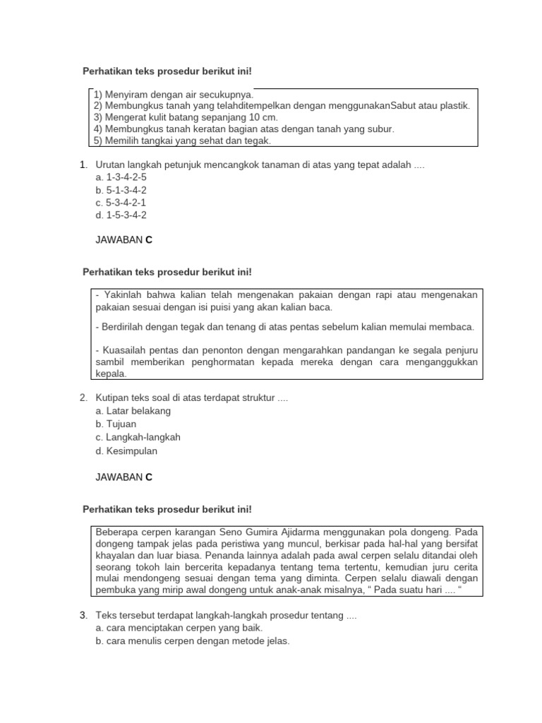 Latihan Soal Teks Prosedur Dan Lho | PDF