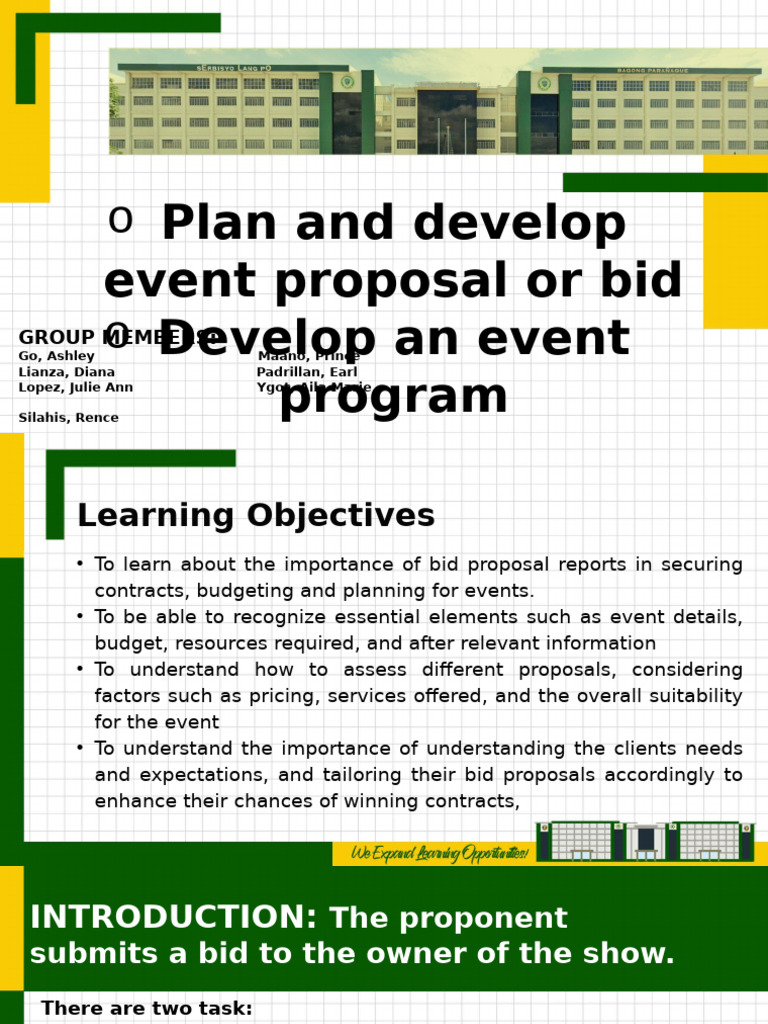 Plan and Develop Event Proposal or Bid Develop An Event Program | PDF ...