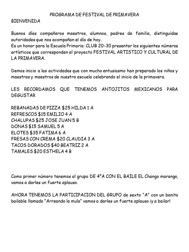 Programa de Primavera Club 20-30 | PDF | Temporada de primavera) | Fenómenos Periódicos