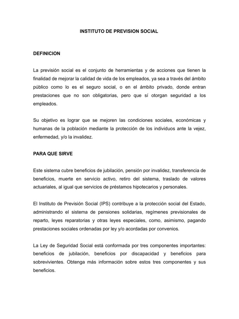 Instituto de Prevision Social Inprema | PDF | Pensión | Jubilación
