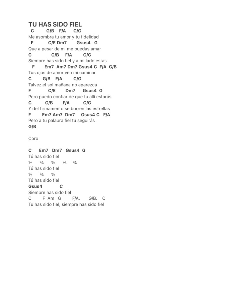 Canción "Tú Has Sido Fiel" - Letra y Acordes | PDF