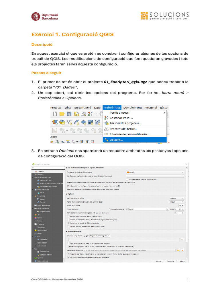 01 Exercici Configuracio QGIS | PDF