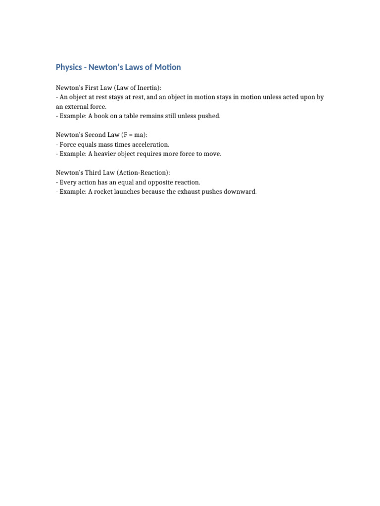 Physics - Newton's Laws of Motion | PDF