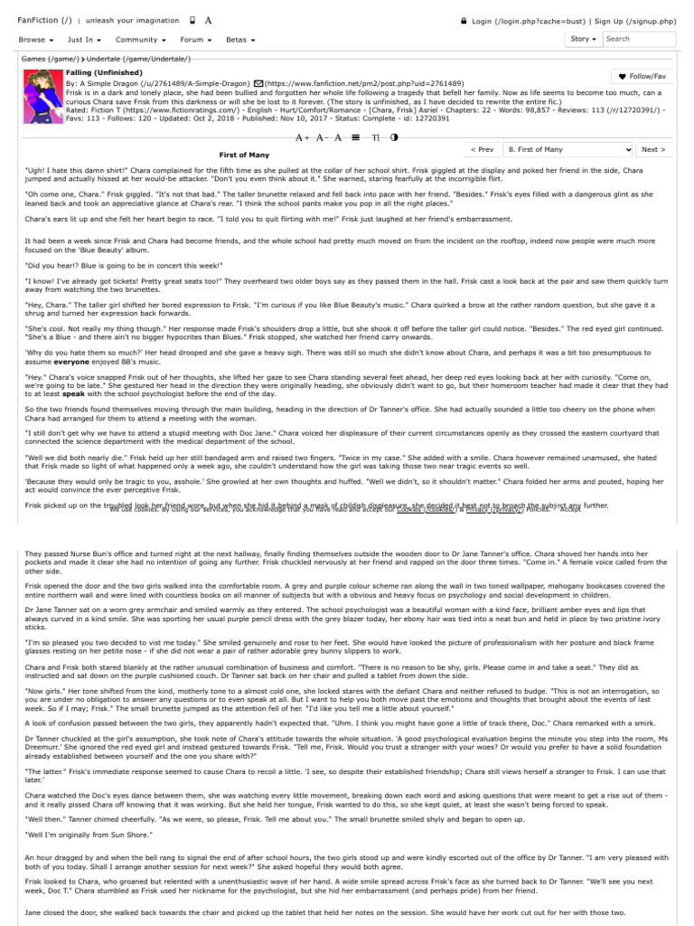 Falling (Unfinished) Chapter 8_ First of Many, an undertale fanfic _ FanFiction | PDF