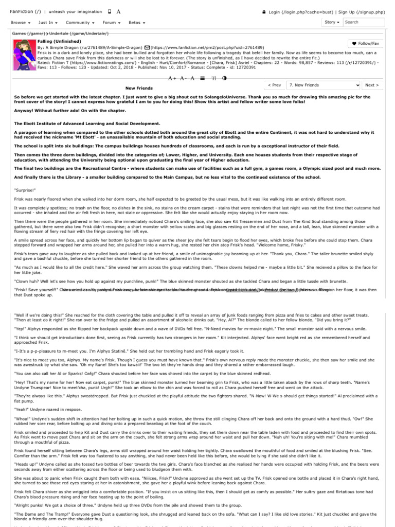 Falling (Unfinished) Chapter 7_ New Friends, an undertale fanfic _ FanFiction | PDF