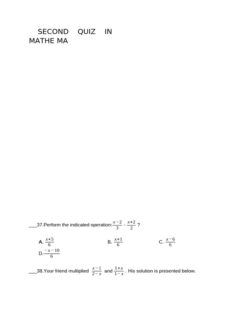 Second Quiz in Math 8 Third Quarter | PDF | Theorem | Mathematical Proof