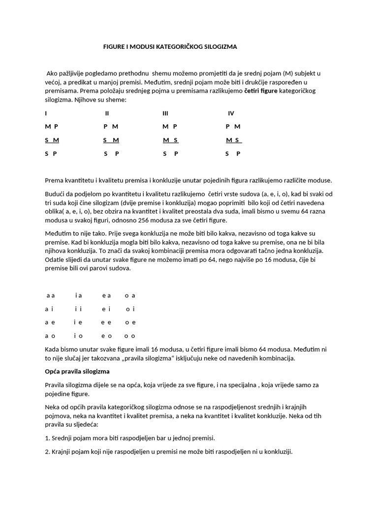 Figure I Modusi Kategoričkog Silogizma | PDF