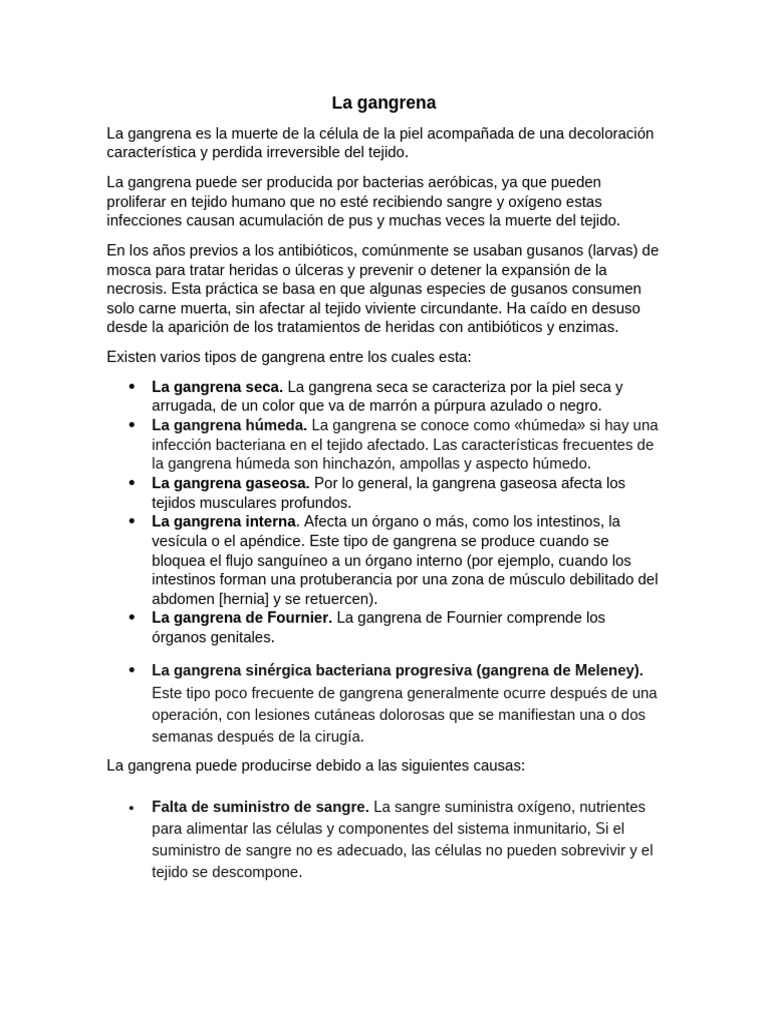 Gangrena | PDF | Herida | Especialidades Medicas