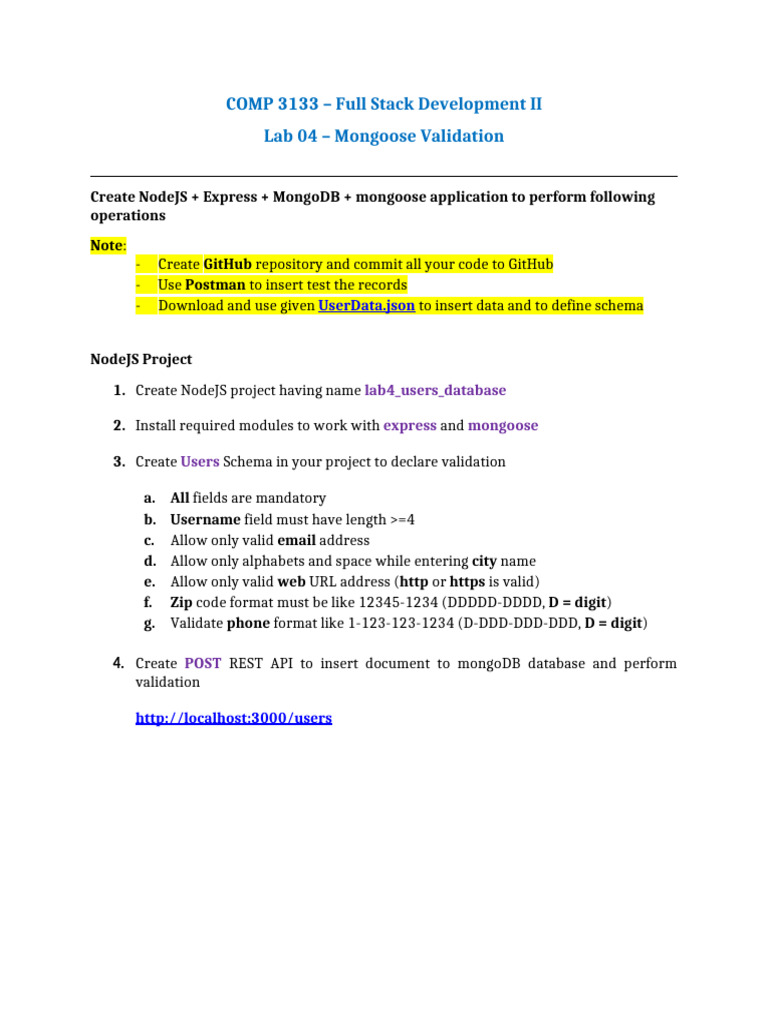 Lab04_mongoose_validation | PDF Lab04_mongoose_validation | PDF