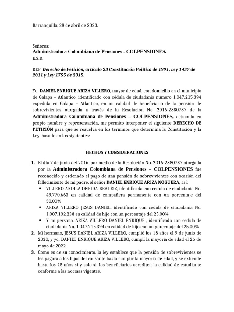 Solicitud de Reliquidación Pensional | PDF | Gobierno | Justicia