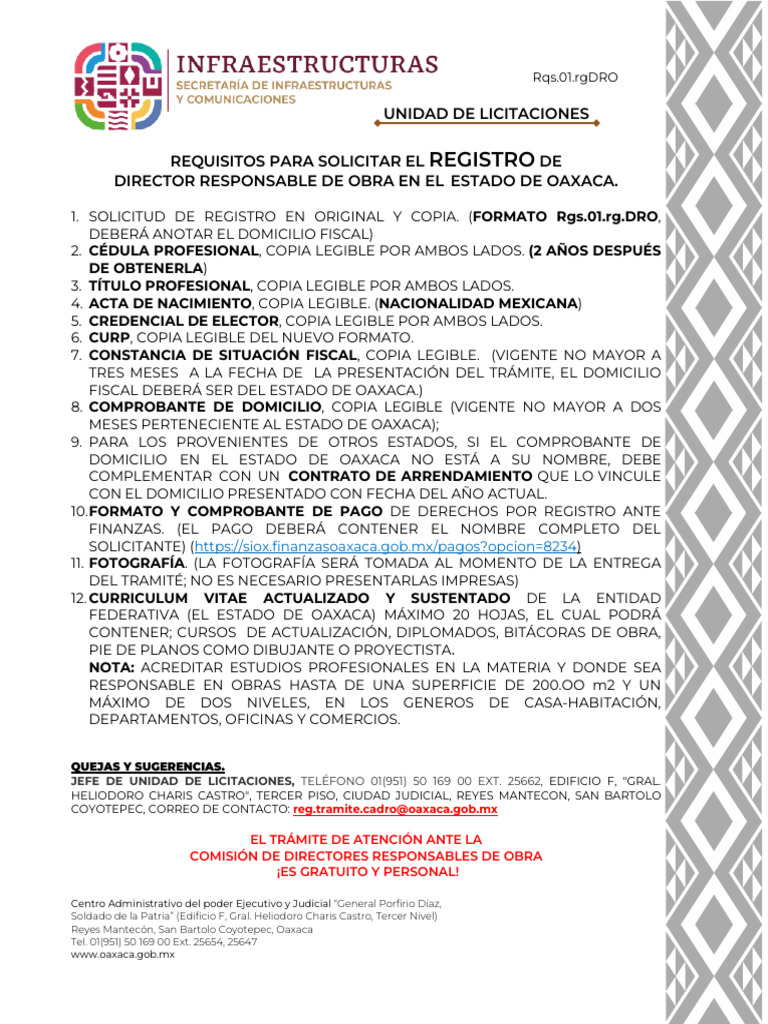 Requisitos para Registro de DRO en Oaxaca | PDF