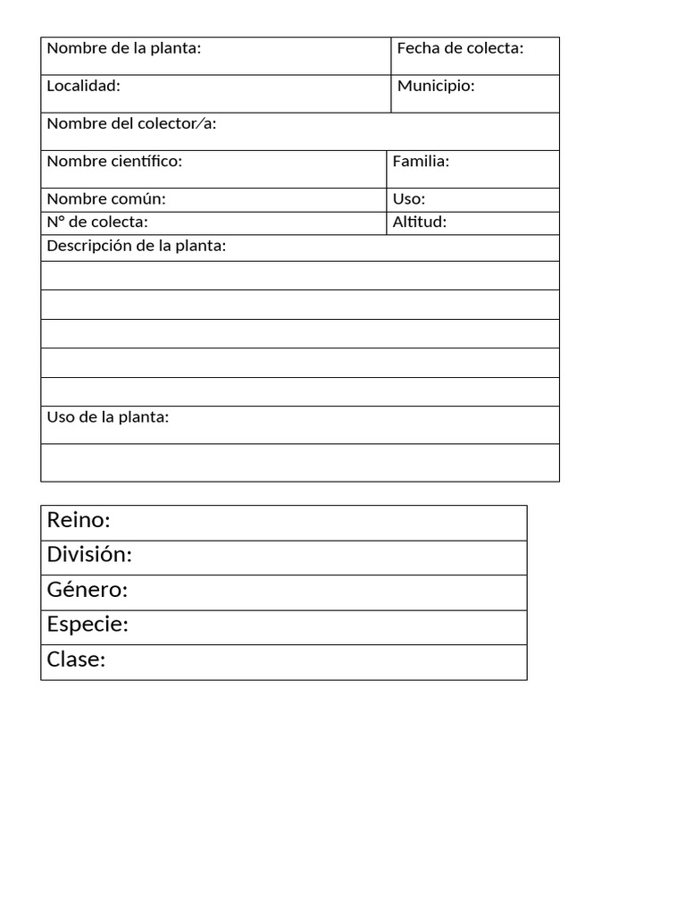 Ficha para Herbario de Plantas | PDF