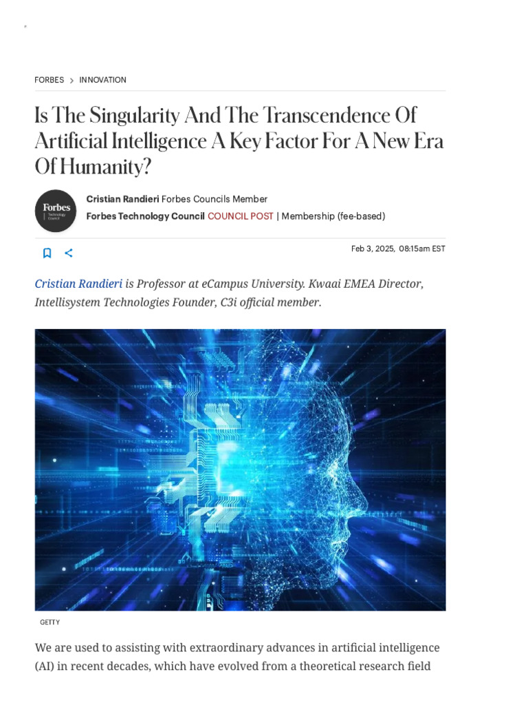 Is the Singularity and the Transcendence of Artificial Intelligence a Key Factor for a New Era ...