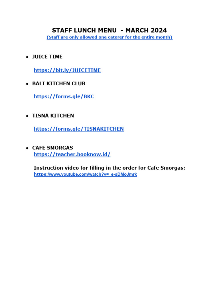 Staff+Lunch+Menu++ +march+2024 | PDF