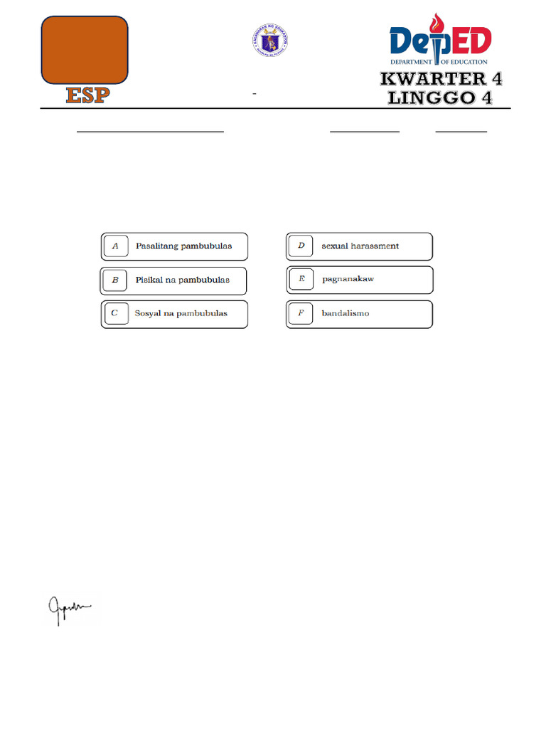 ESP 8 4th Quarter Week 4 DARIA | PDF