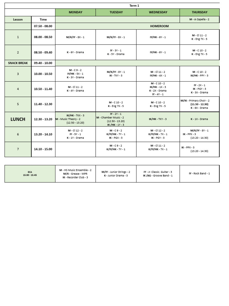 Team Music Timetable 2024-2025.Xlsx - Main | PDF | Musicology | Popular ...