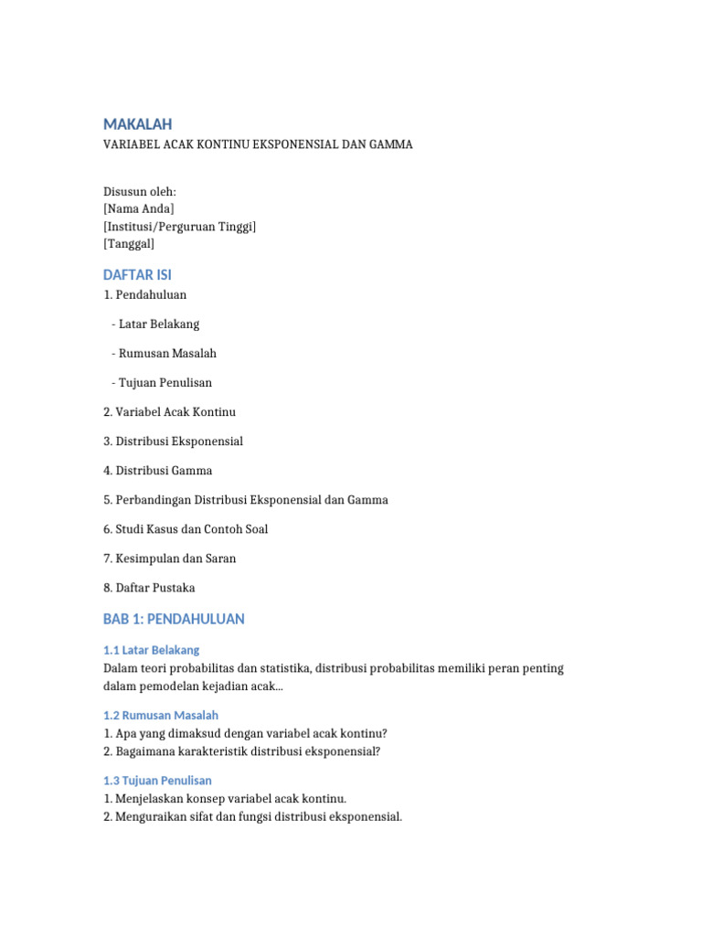 Makalah Variabel Acak Eksponensial Gamma | PDF