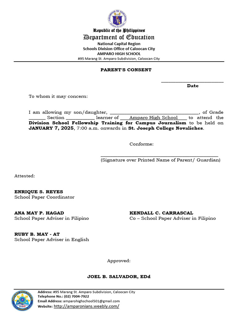 2024 Fellowship Parents Permit | PDF