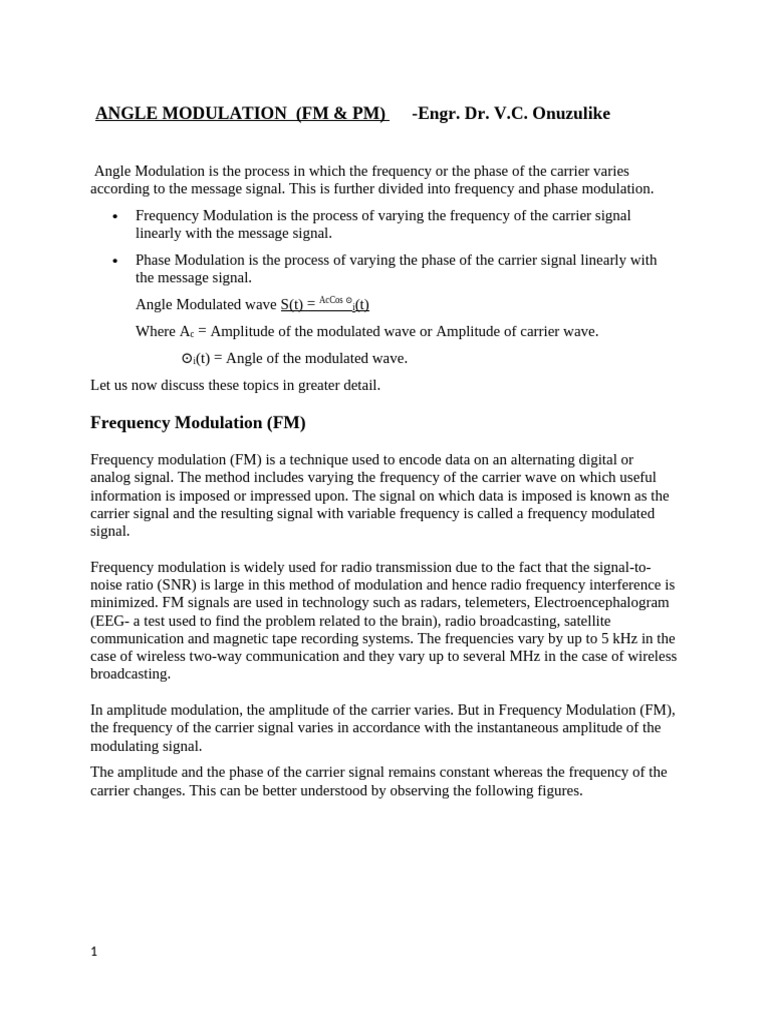 ECE 321 Frequency & Phase Modulations | PDF | Detector (Radio) | Frequency Modulation