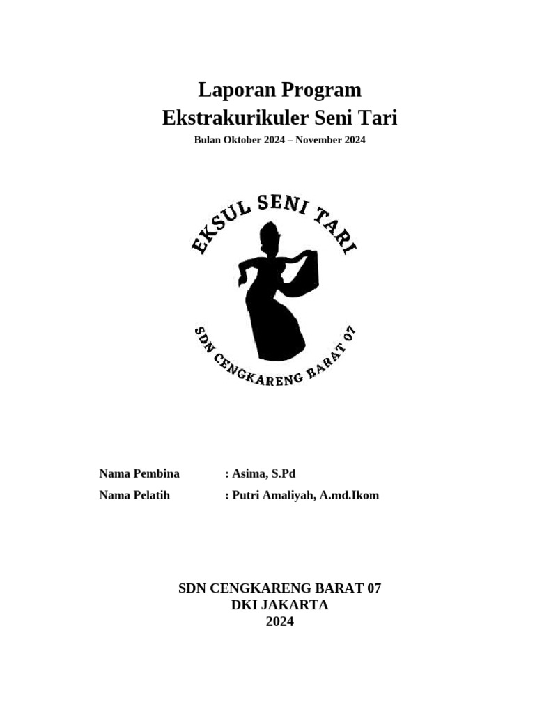 Laporan Ekstrakurikuler Seni Tari SDN CB 07 Oktober - November 2024 | PDF
