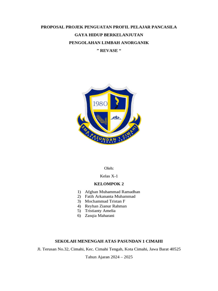Proposal Kelompok 2 Revase | PDF