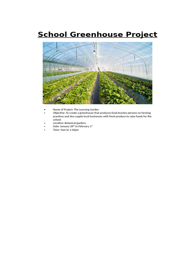 School Greenhouse Project (I.T SBA) | PDF