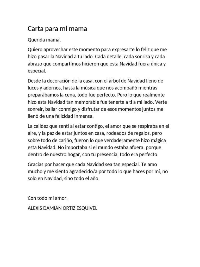 Carta Para Mi Mama | PDF