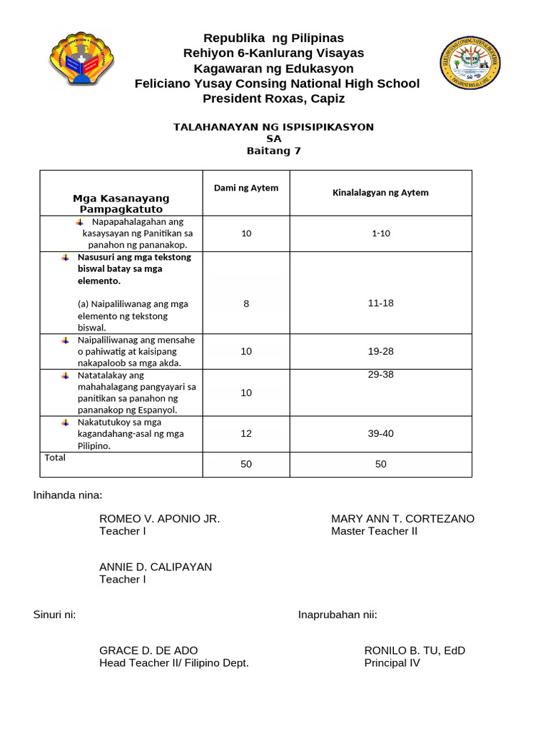 Answer Key 3rd Grading 7 | PDF