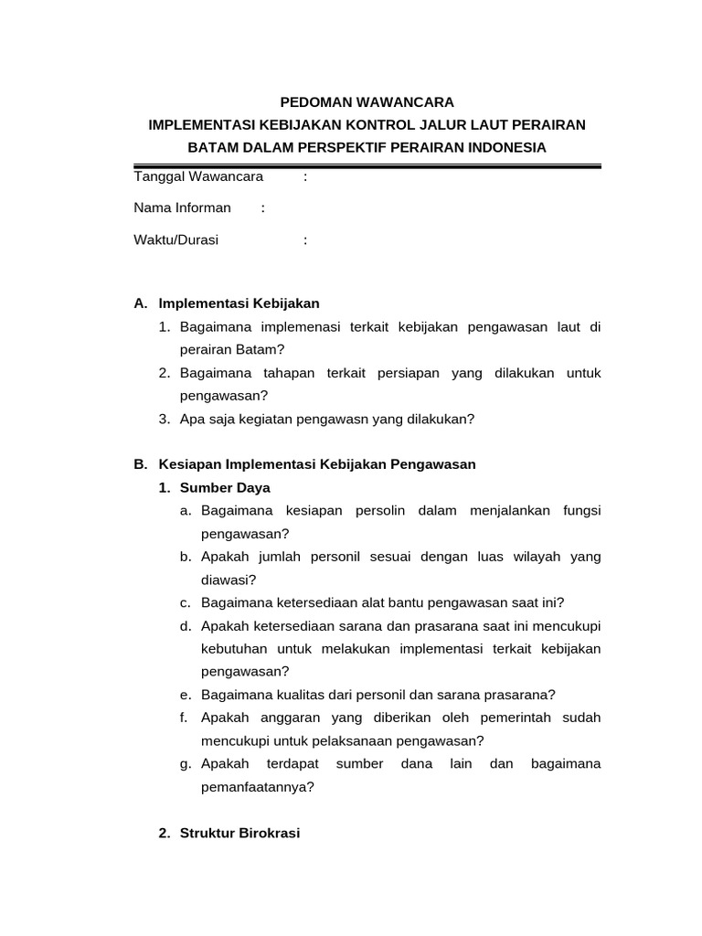 Pedoman Wawancara & Observasi | PDF