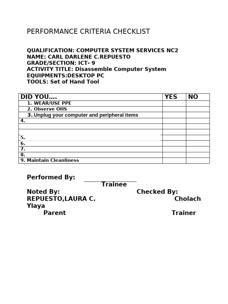 Criteria Checklist | PDF