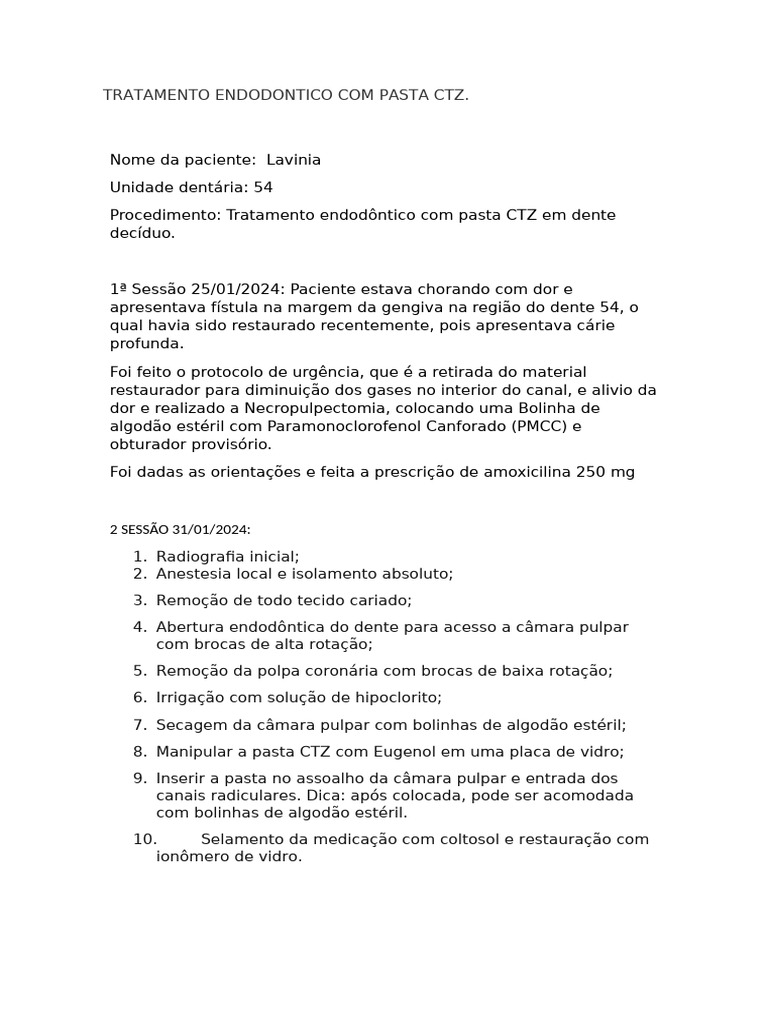 Tratamento Endodôntico com Pasta CTZ | PDF