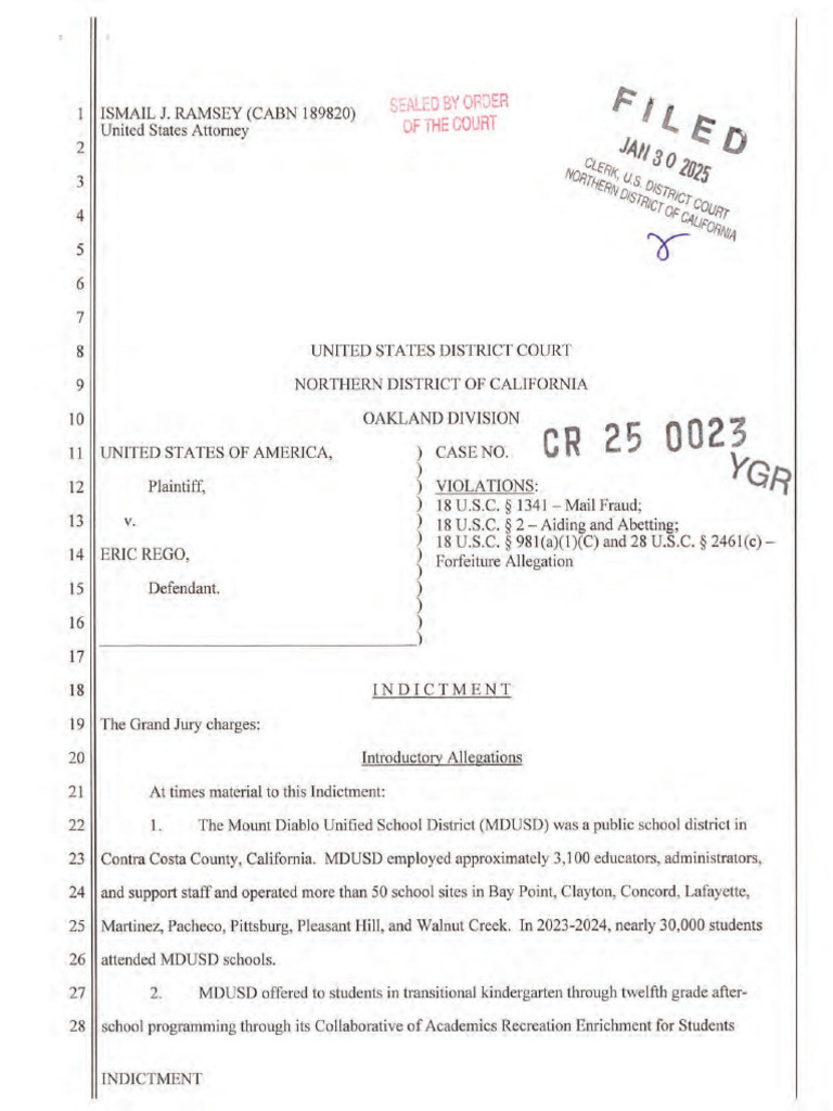 Eric Rego indictment | PDF