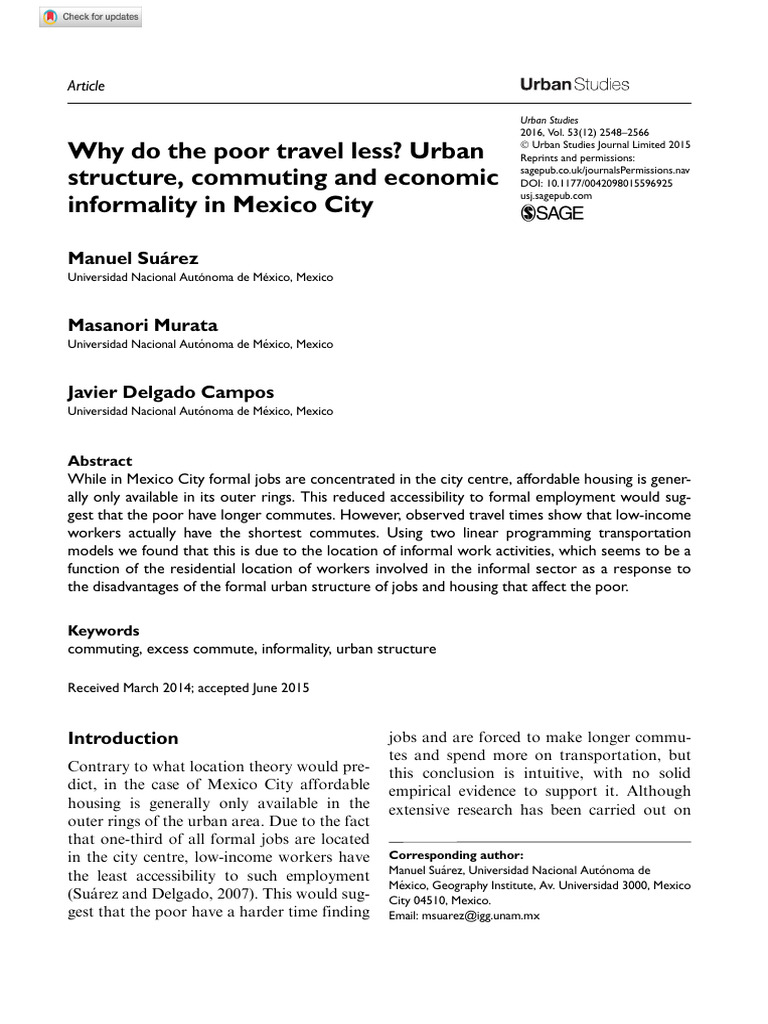 Poor Commuting Patterns in Mexico City | PDF | Employment | Commuting