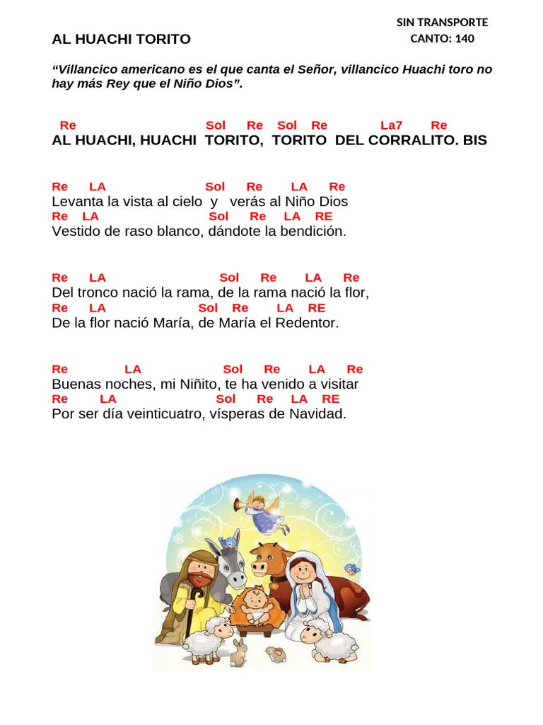 Villancico: Al Huachi Torito | PDF