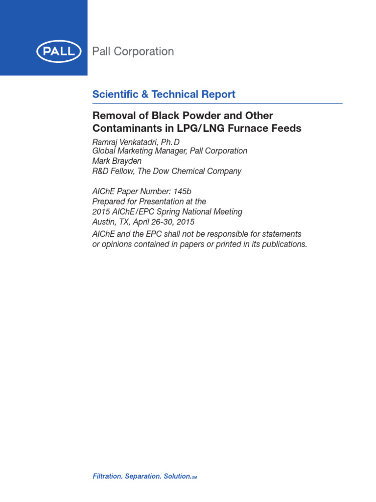 Removal of Black Powder and Other Contaminants in LPG/LNG Furnace Feeds ...