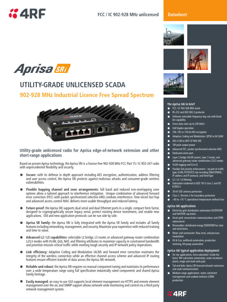 Aprisa SRi Datasheet FCC IC English | PDF | Computer Network | Router (Computing)