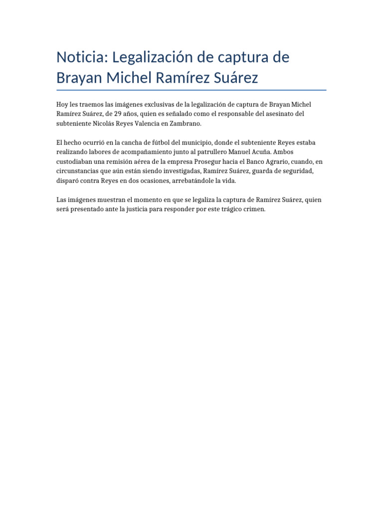 Captura Legalizada de Brayan Ramírez | PDF