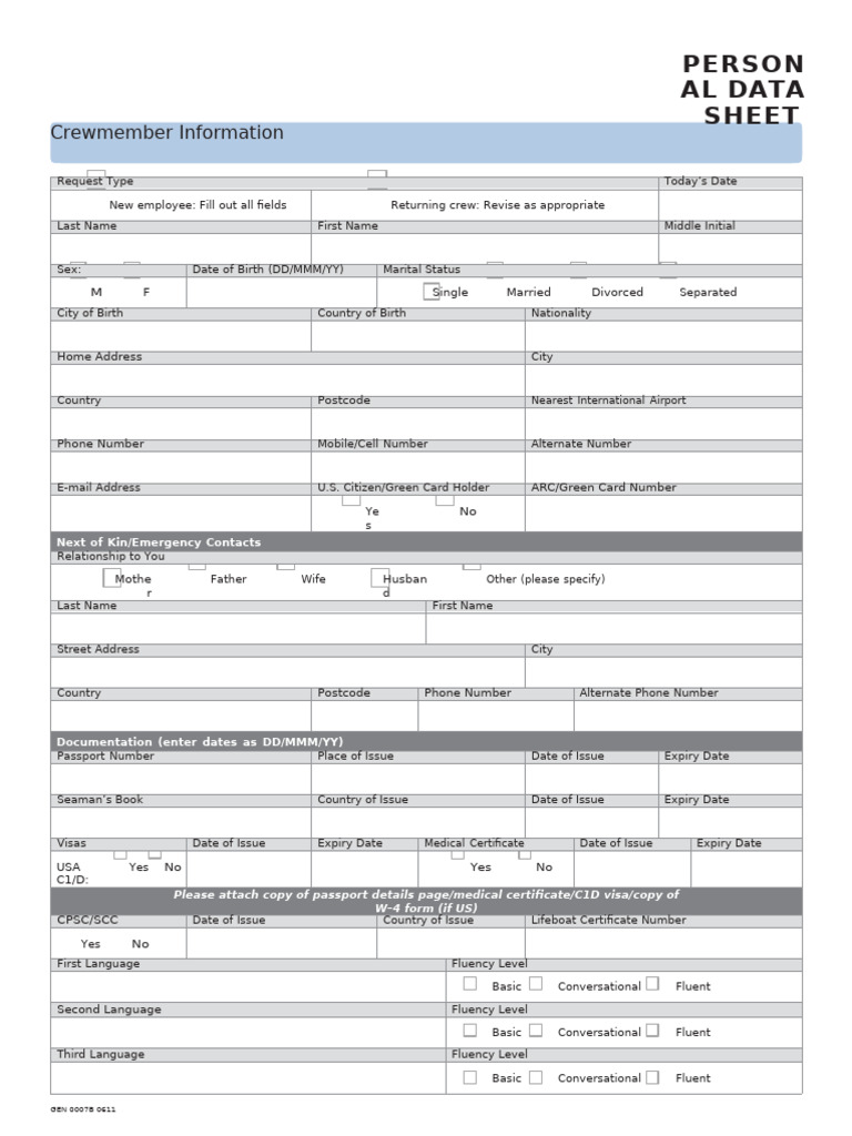 Main - Personal Data Sheet Template | PDF | International Law | Government And Personhood