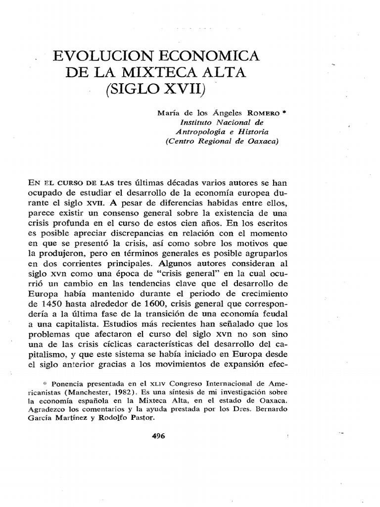 Economía de la Mixteca Alta en el XVII | PDF | Nueva españa | México