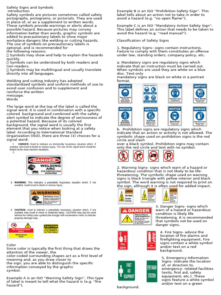 Overview of Safety Signs and Symbols | PDF | Semiotics | Safety