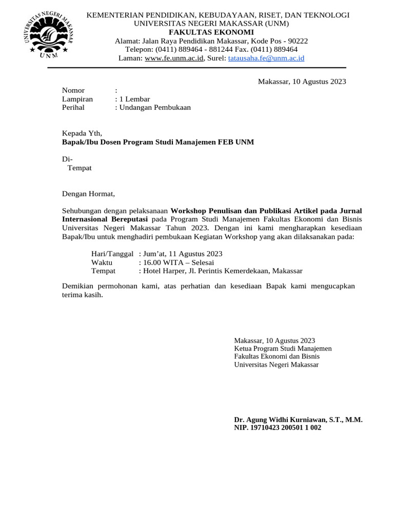 Undangan Menghadiri Acara | PDF