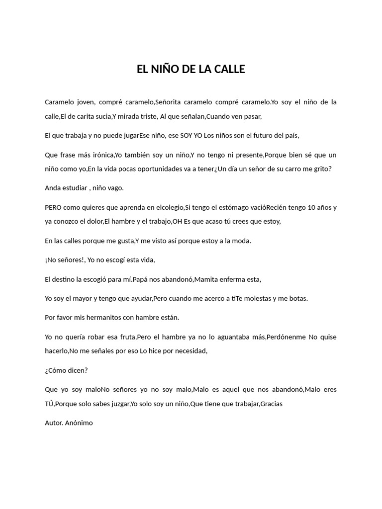 El Niño de La Calle | PDF