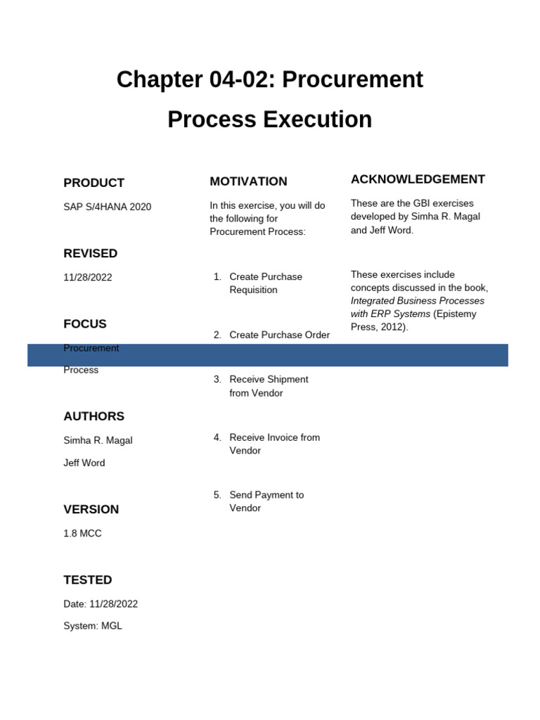 Ch.04-02 Procurment Process - S4HANA 2023 MCC V1.8 Rev 2 | PDF ...