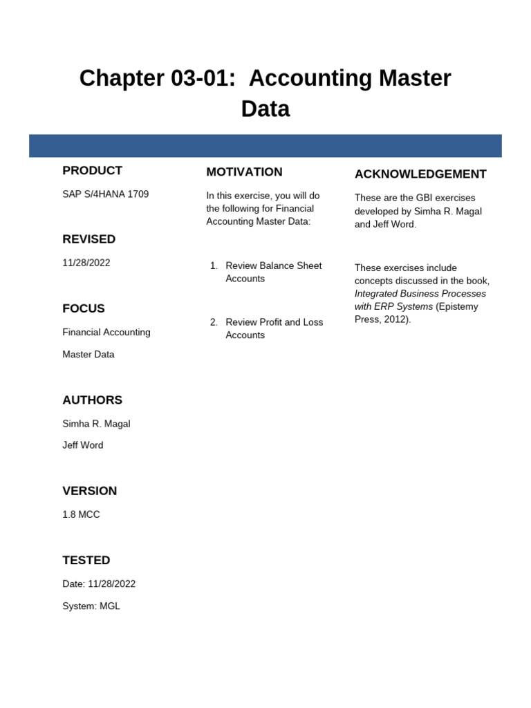 Master Data for Financial Accounting | PDF | Financial Services ...