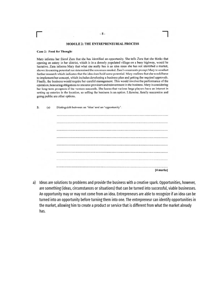 Entrepreneurship Unit 1 Module 2 Notes + Practice For Exams | PDF ...