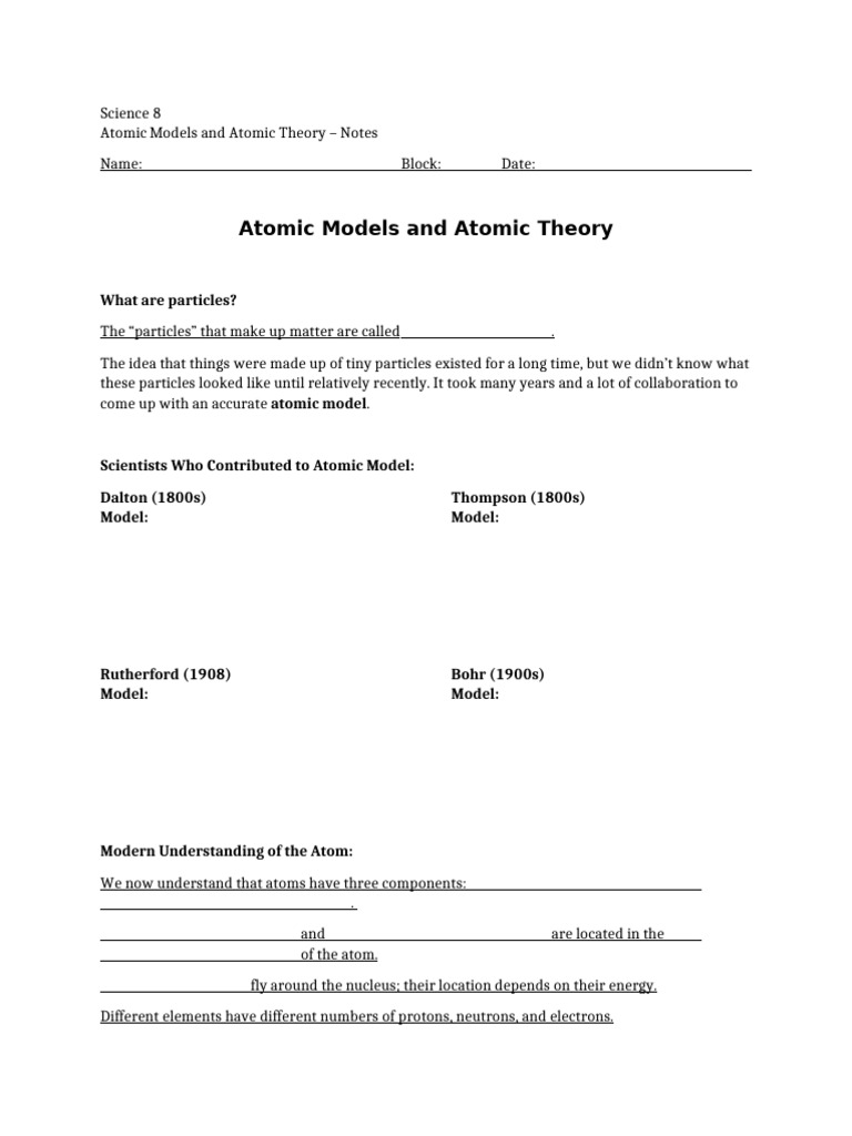 Notes - Atoms and at | PDF