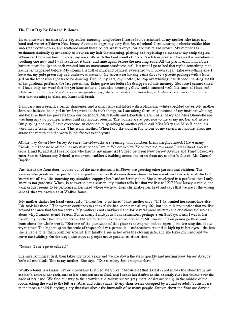 The First Day of Class by Edward P. Jones | PDF