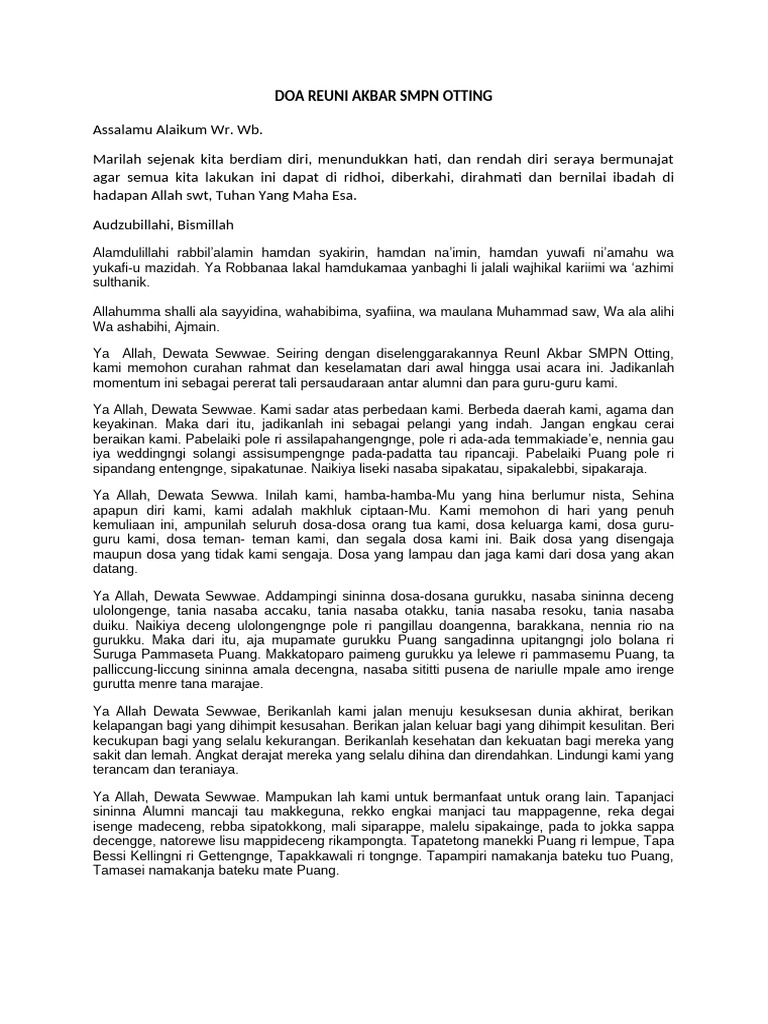 Doa Reuni Akbar SMPN Otting | PDF