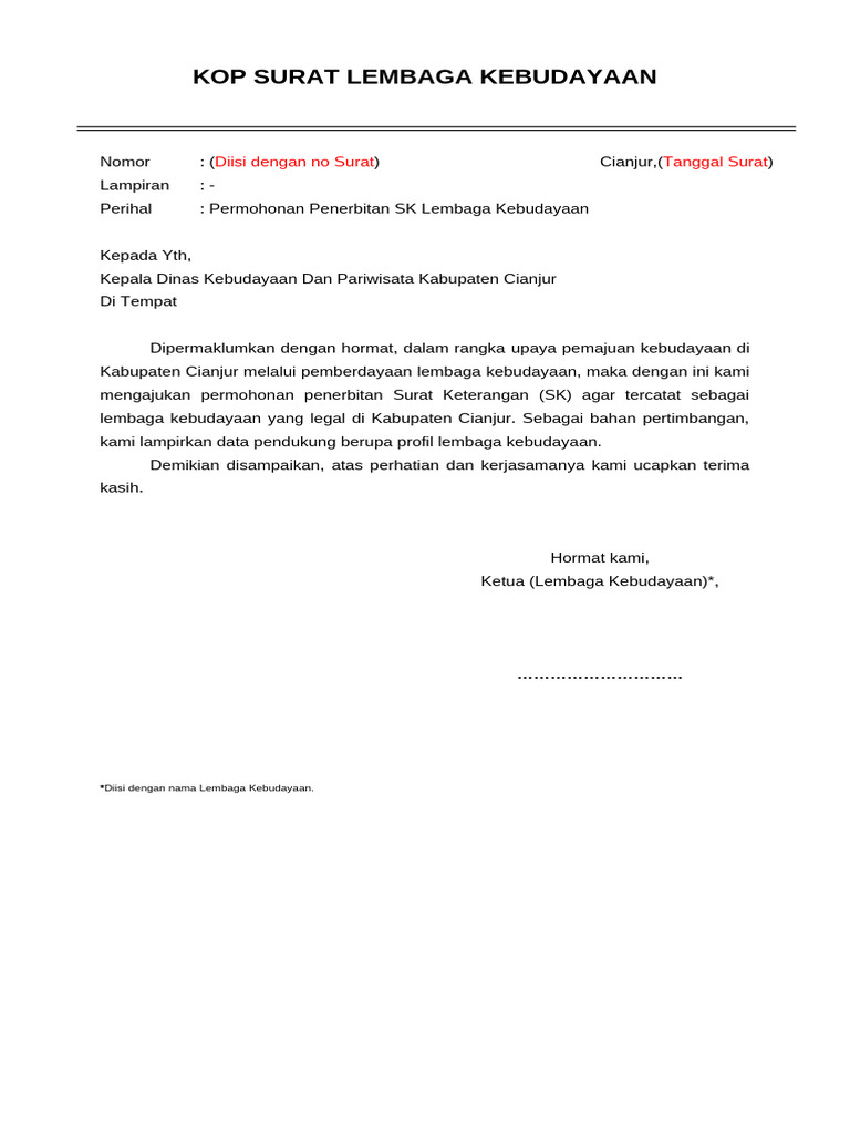 Surat Permohonan Penerbitan Sk | PDF